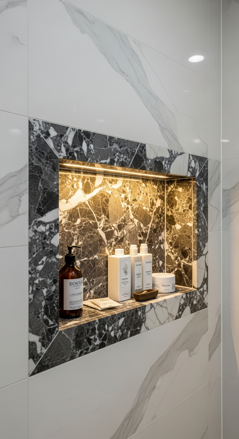 Gorgeous Marble Shower Niche Ideas