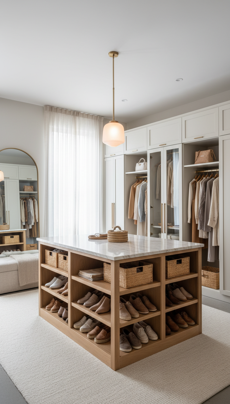 Walk-In Closet Island Storage Ideas