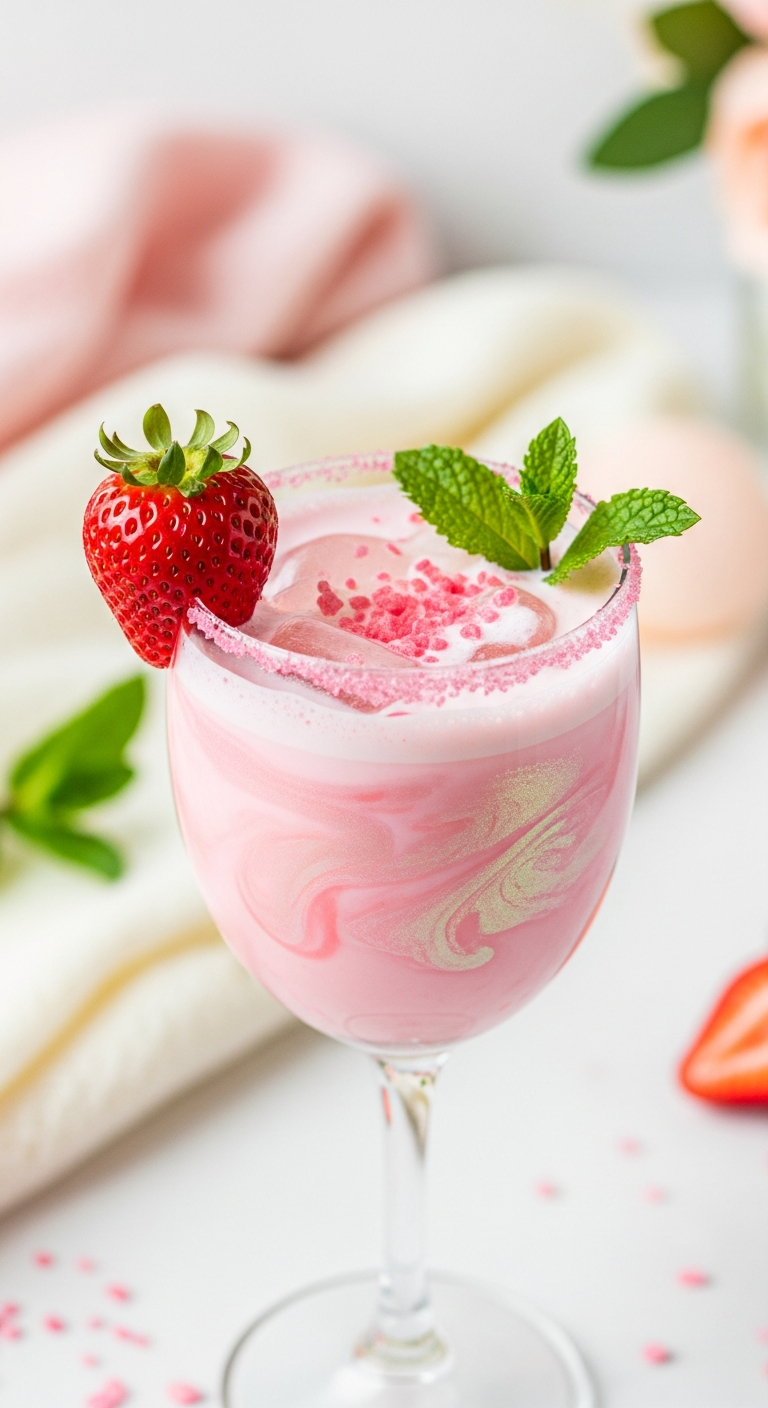Sparkly Pink Mocktails and Drinks for Galentines Day