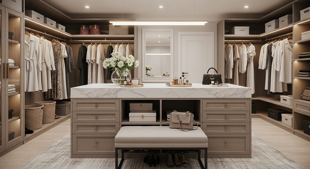 Walk-In Closet Island Storage Ideas